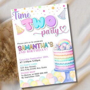 2nd Birthday Invitation | It's Time Two Party | Girl Birthday ...