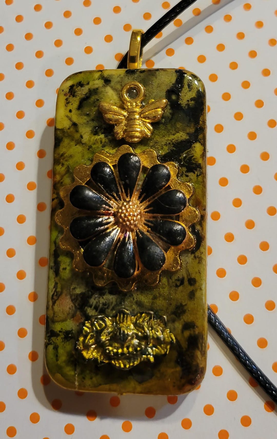 Alcohol Ink Green Altered Domino Necklace - Etsy