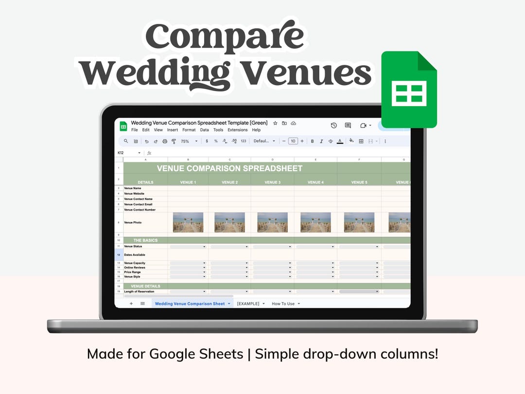 Wedding Venue Comparison Spreadsheet | Wedding Planning Checklist ...