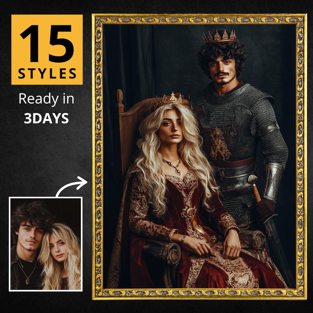 Custom King and Queen Portrait, Royal Couple Portrait, Royal Family ...