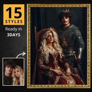 Custom King and Queen Portrait, Royal Couple Portrait, Royal Family ...