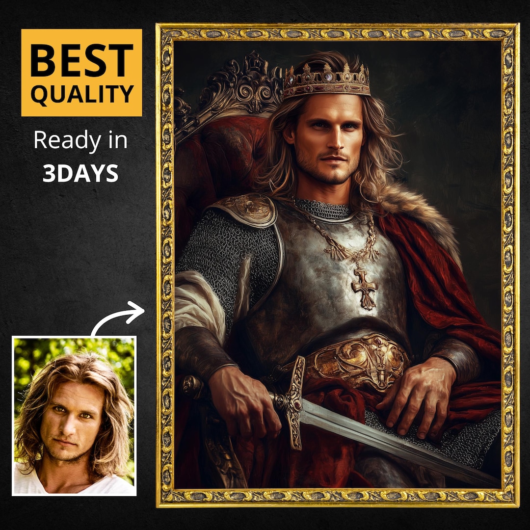 Custom King Portrait With a Sword, Custom Royal Portrait, Gift for Him ...