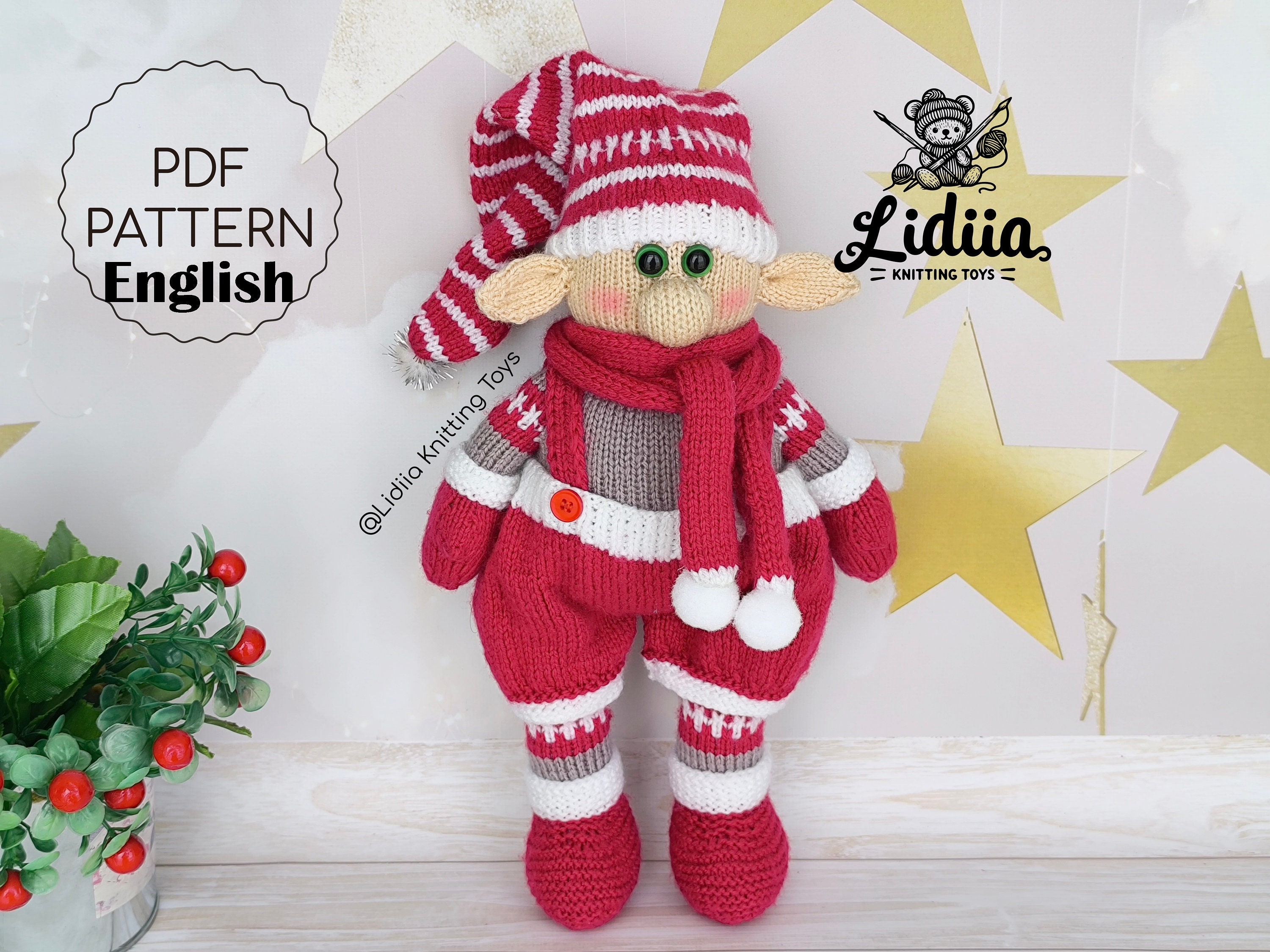 Christmas Elf Knitting Pattern, Christmas Ornaments, Santa's Elf ...