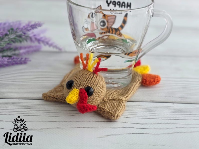 Turkey Coaster Knitting Pattern, Thanksgiving Mug Rug PDF, Flat Needles ...