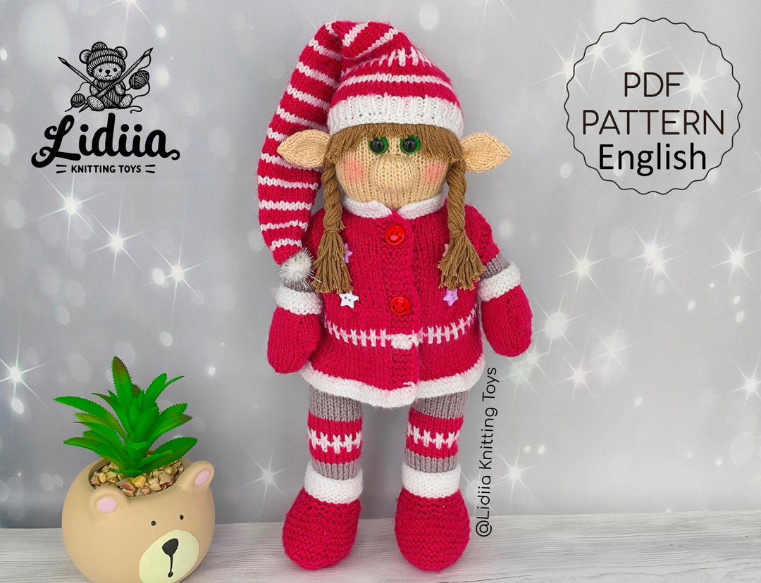 Christmas Elf Knitting Pattern, Christmas Ornament, Gnome Girl Knitting ...