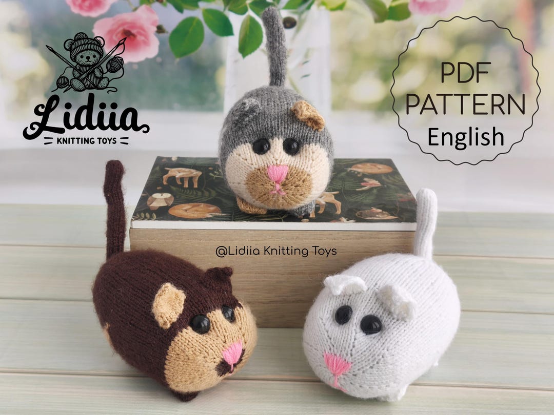 Adorable Cats Knitting Pattern PDF English, Cute Cat Toy Knitting ...