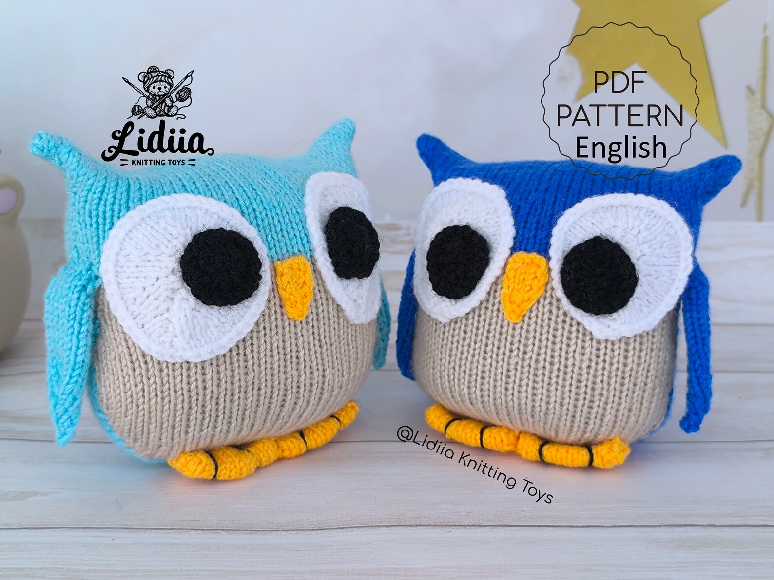 Owl Knitting Pattern, Knitted Animal Toys, Easy Knit Owl, Knitted Bird ...