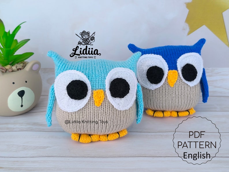 Owl Knitting Pattern, Knitted Animal Toys, Easy Knit Owl, Knitted Bird ...