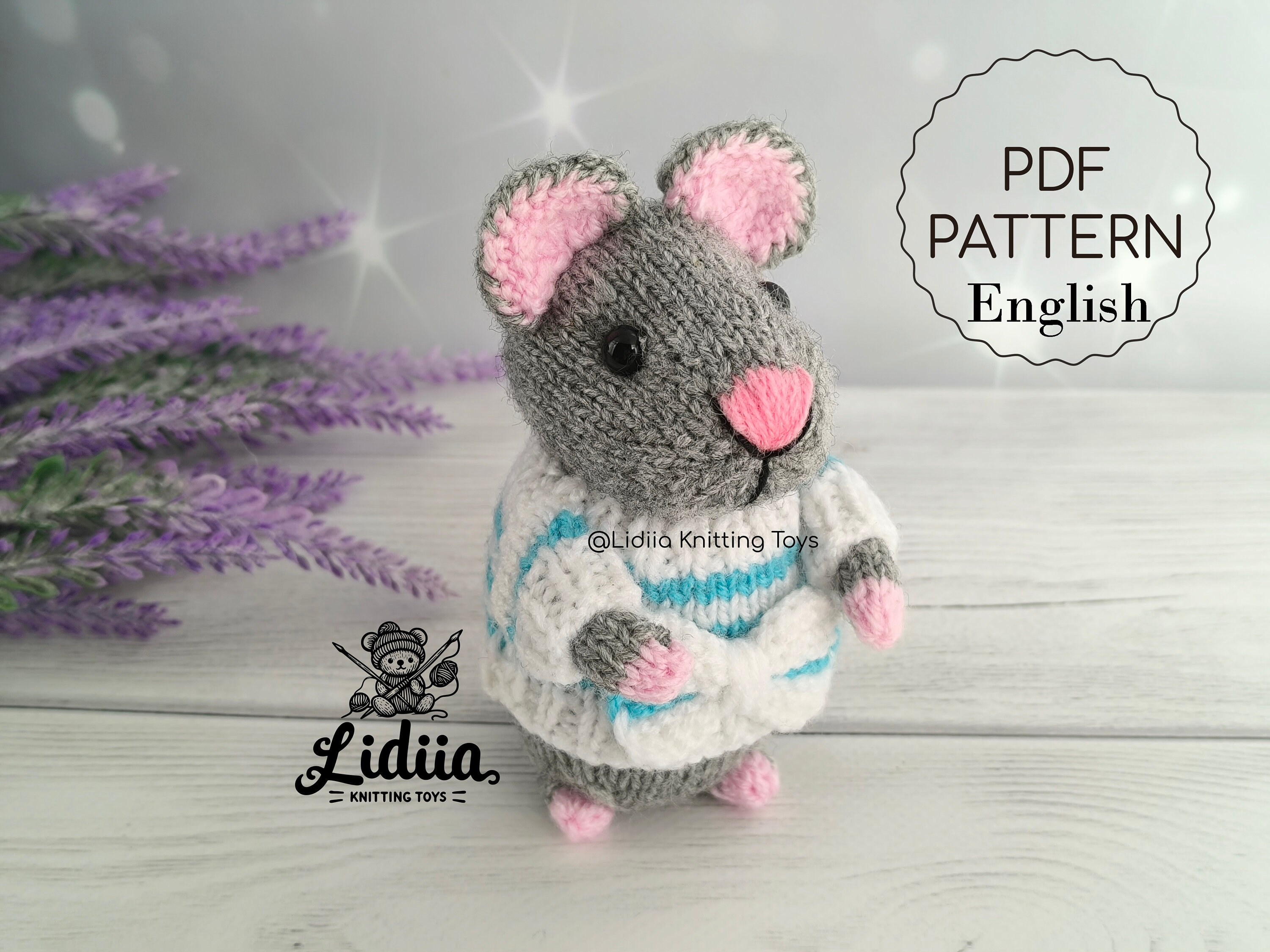 Little Grey Mouse Knitting Pattern in English: Amigurumi Animal Toy ...