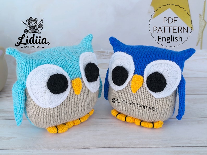 Owl Knitting Pattern, Knitted Animal Toys, Easy Knit Owl, Knitted Bird ...