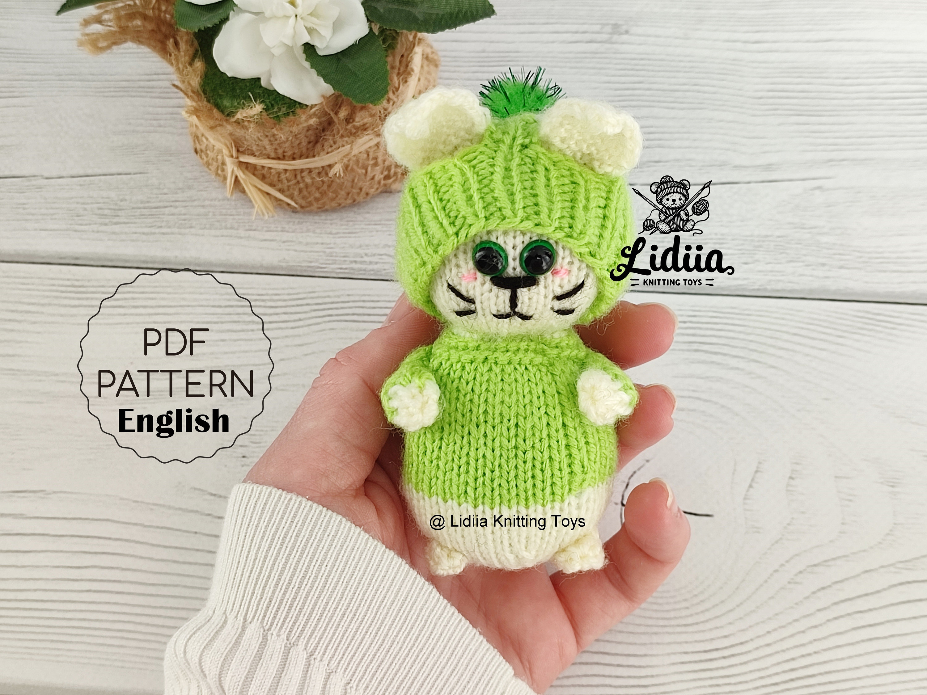 Cat Knitting Pattern in English, Knitted Animal Toys 4 Inches Pattern ...