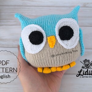 Owl Knitting Pattern, Knitted Animal Toys, Easy Knit Owl, Knitted Bird ...