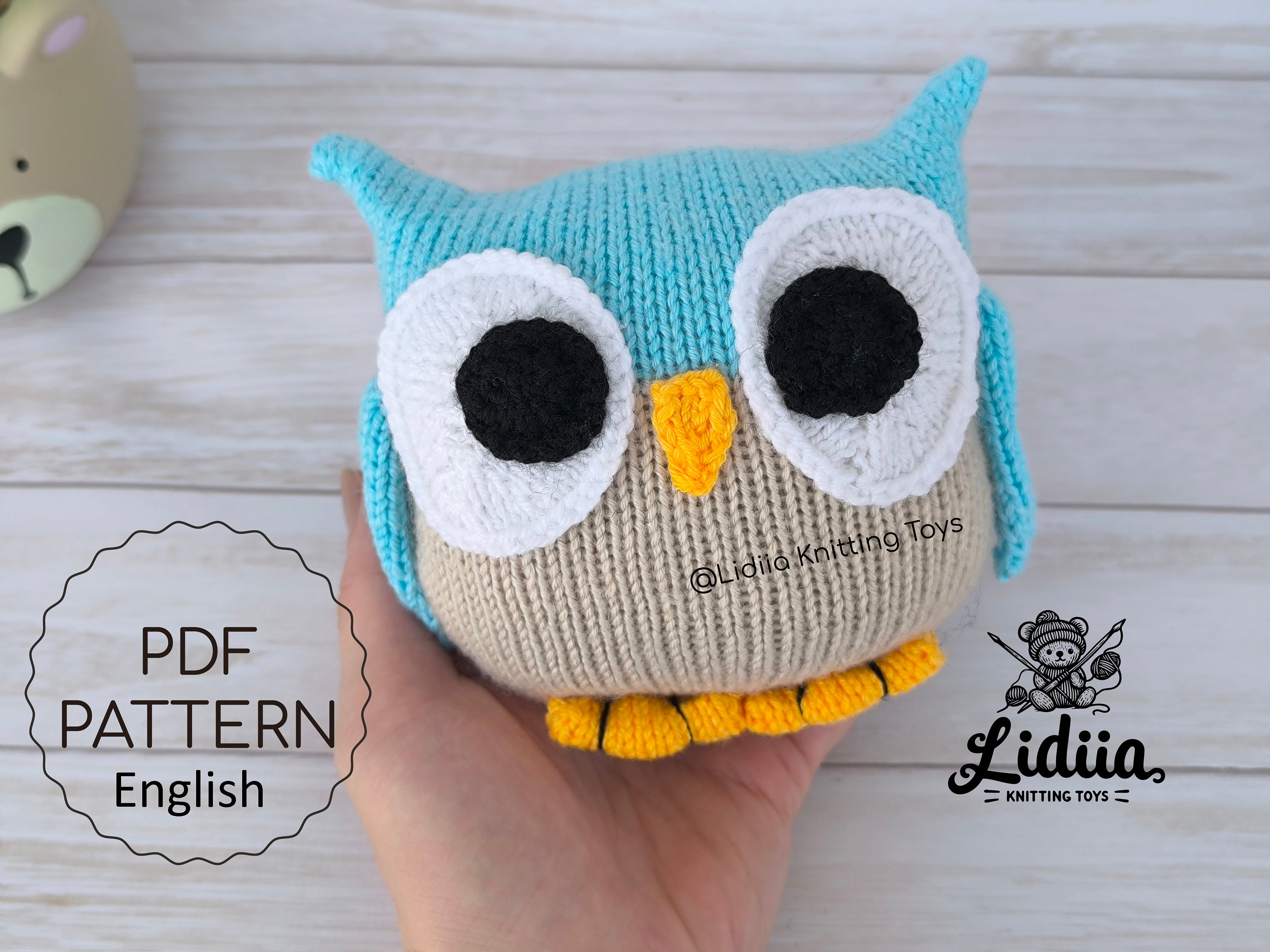 Owl Knitting Pattern, Knitted Animal Toys, Easy Knit Owl, Knitted Bird ...
