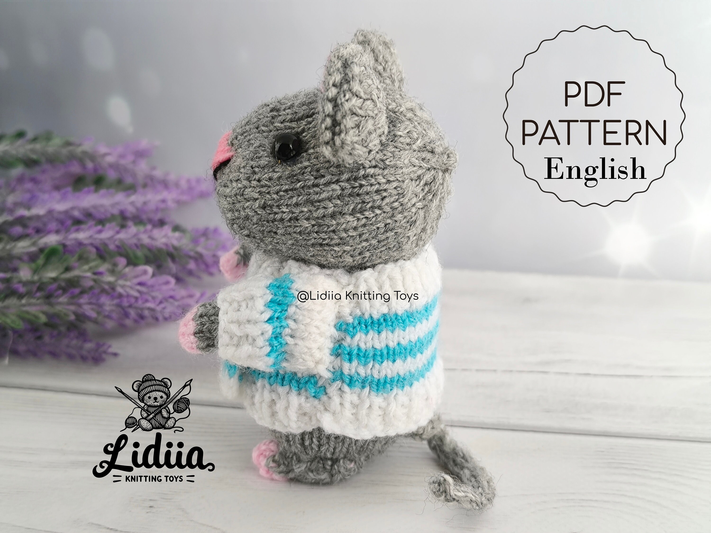 Little Grey Mouse Knitting Pattern in English: Amigurumi Animal Toy ...