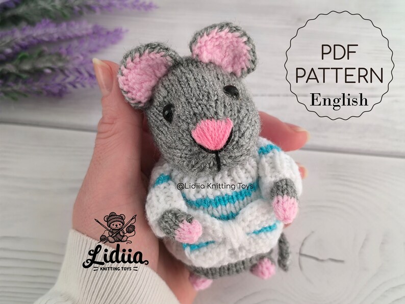 Little Grey Mouse Knitting Pattern in English: Amigurumi Animal Toy ...