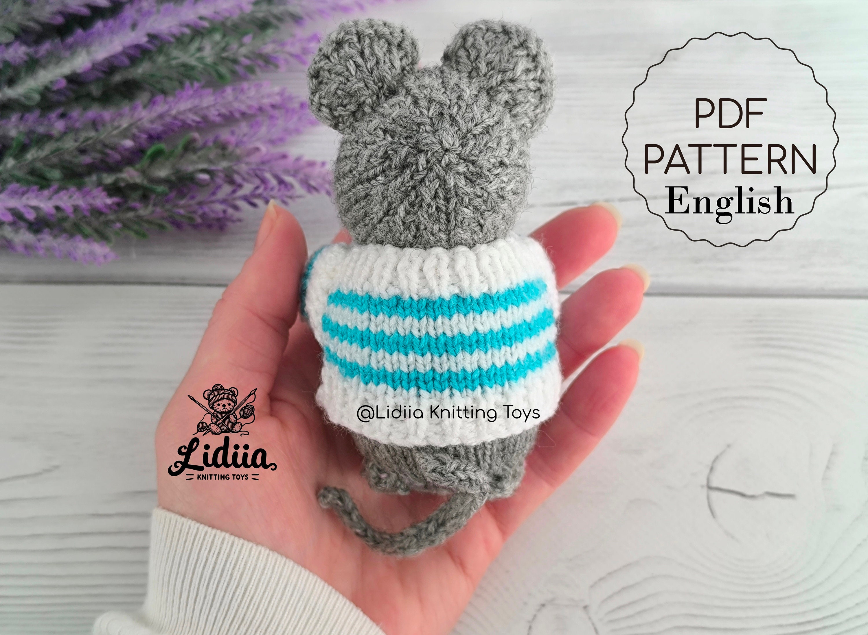 Little Grey Mouse Knitting Pattern in English: Amigurumi Animal Toy ...