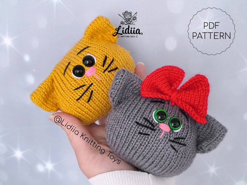 Knitting Pattern Cats in English, Knitted Animal Toys, Knit Cat Pattern ...