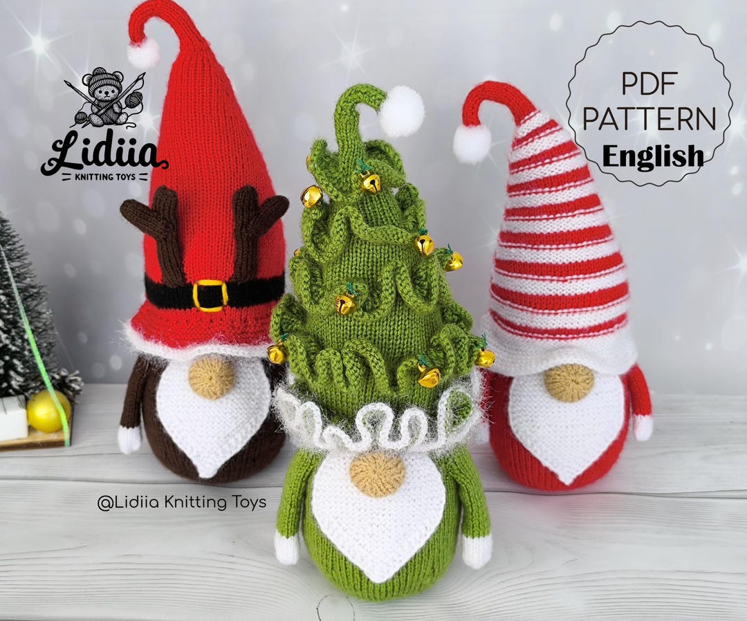 Christmas Gnomes Knitting Pattern BUNDLE, Knit Gnomes, Gnome Christmas ...