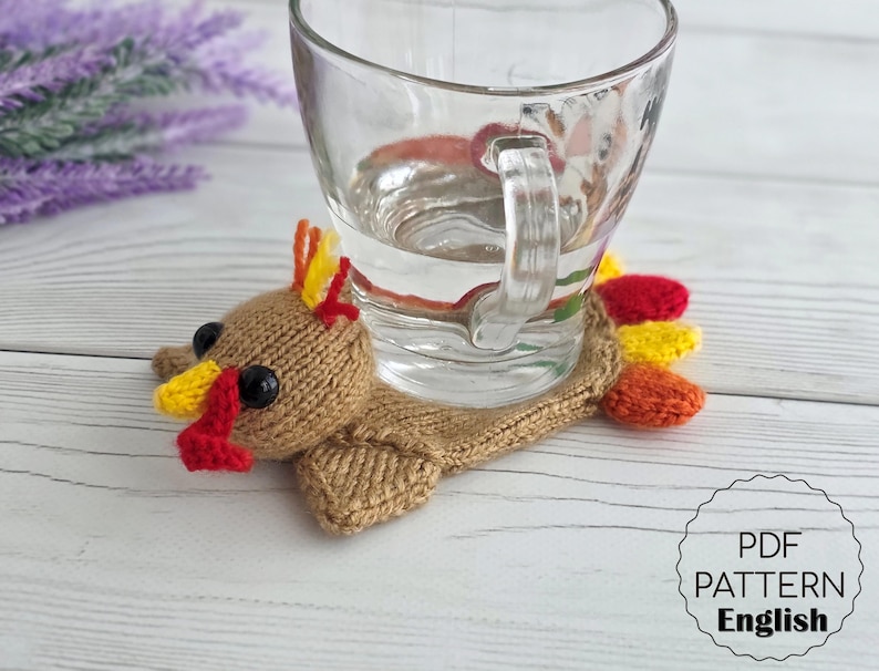 Turkey Coaster Knitting Pattern, Thanksgiving Mug Rug PDF, Flat Needles ...