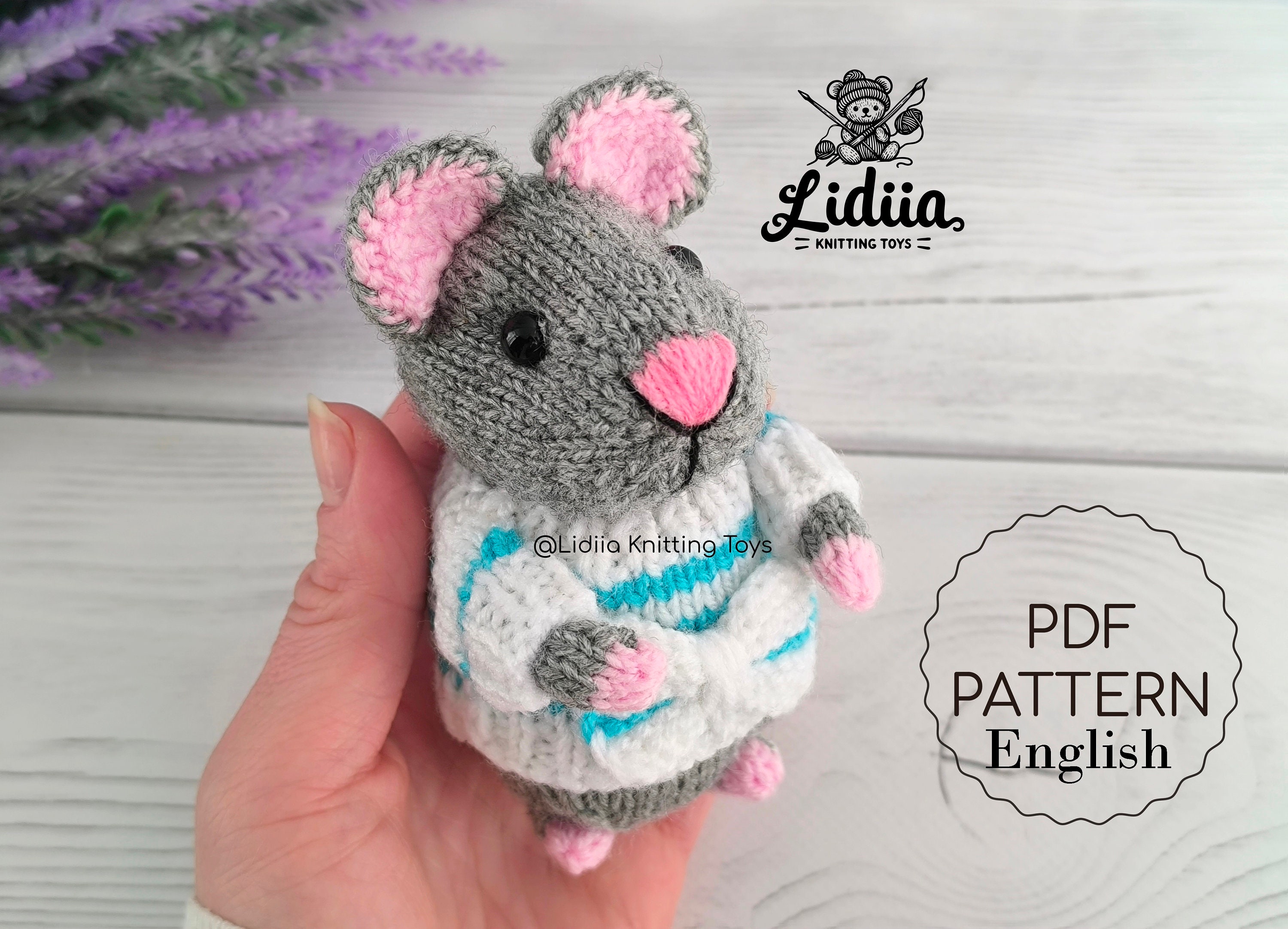 Little Grey Mouse Knitting Pattern in English: Amigurumi Animal Toy ...