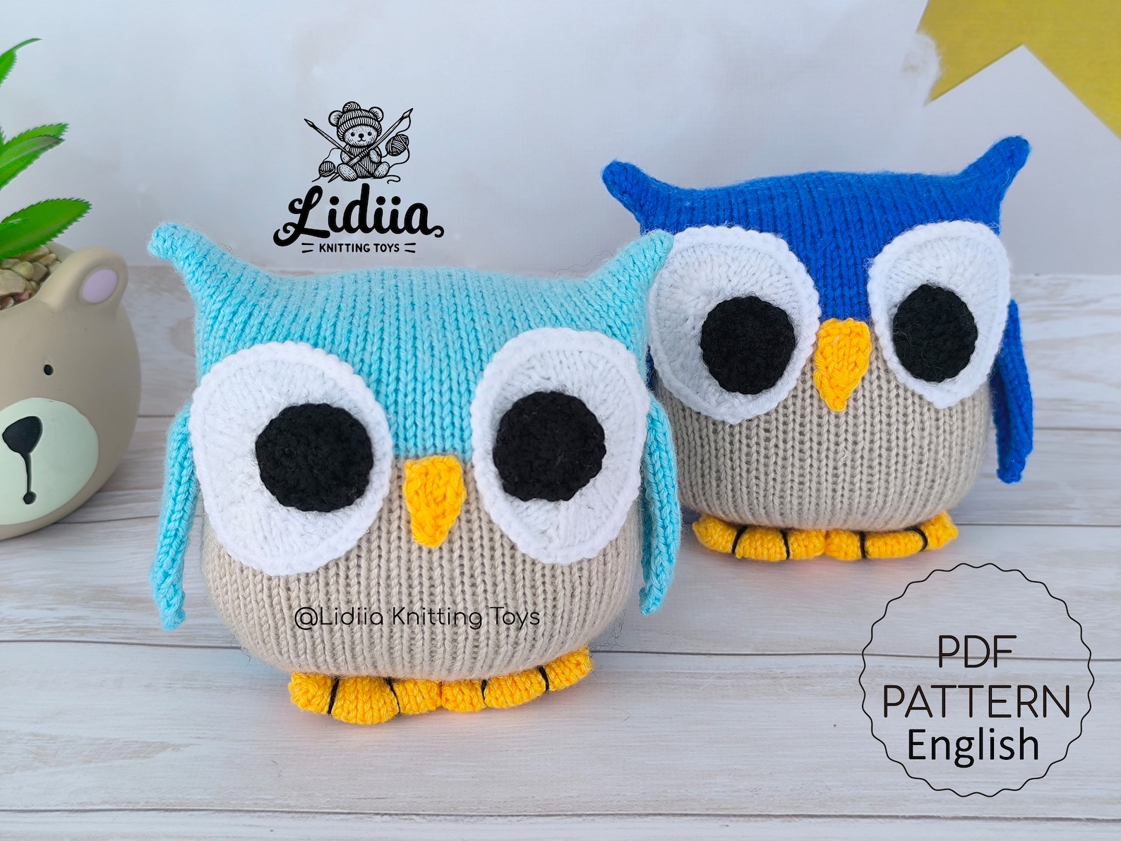 Owl Knitting Pattern, Knitted Animal Toys, Easy Knit Owl, Knitted Bird ...