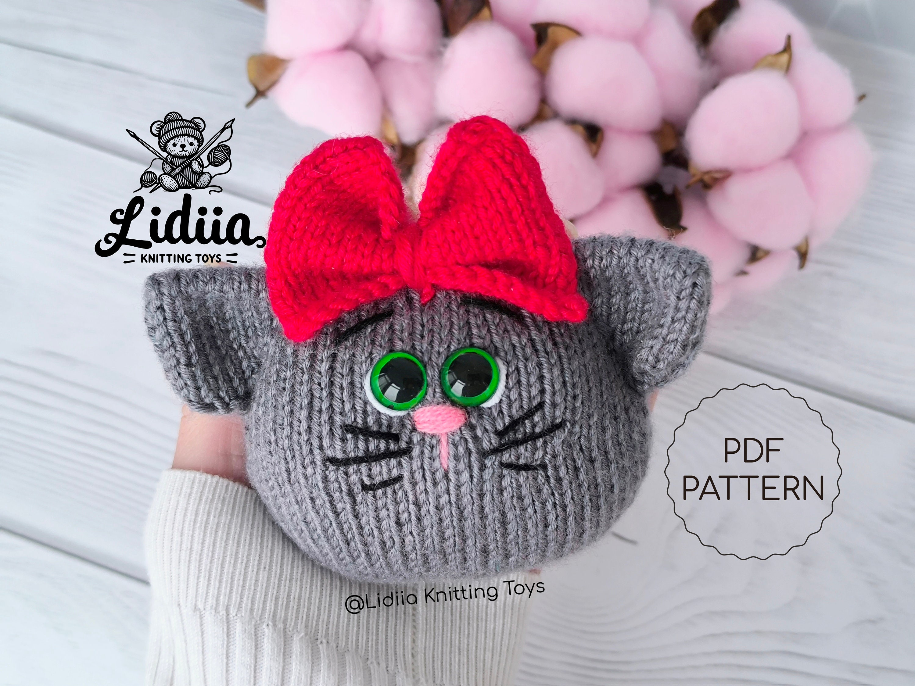 Knitting Pattern Cats in English, Knitted Animal Toys, Knit Cat Pattern ...