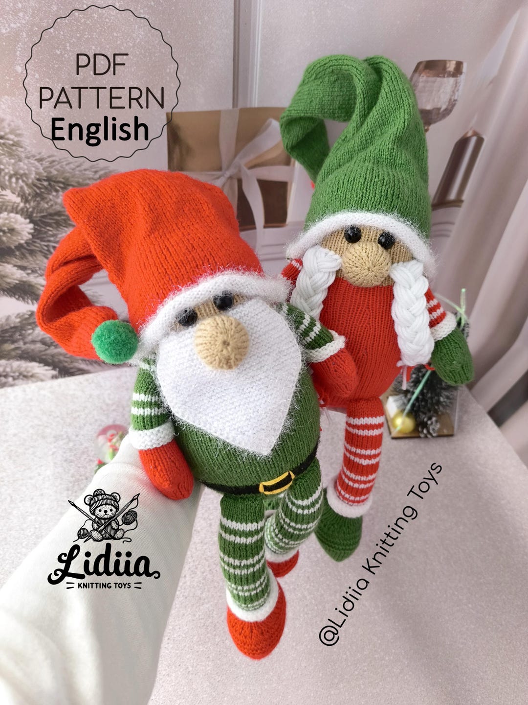 Christmas Gnome Couple Knitting Pattern in English: Holiday Decor (PDF ...