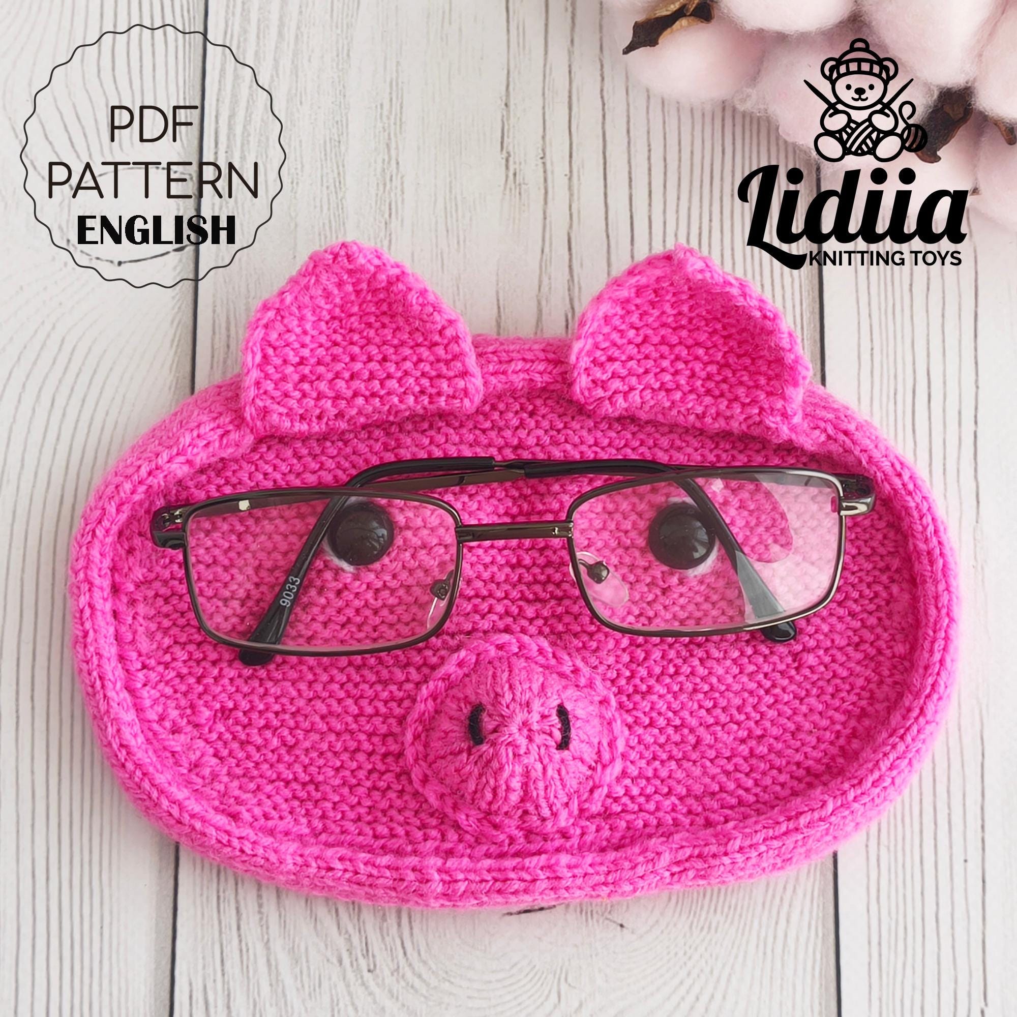 Pig Eyeglasses Holder Knitting Pattern in English: Knit Animal Glasses ...