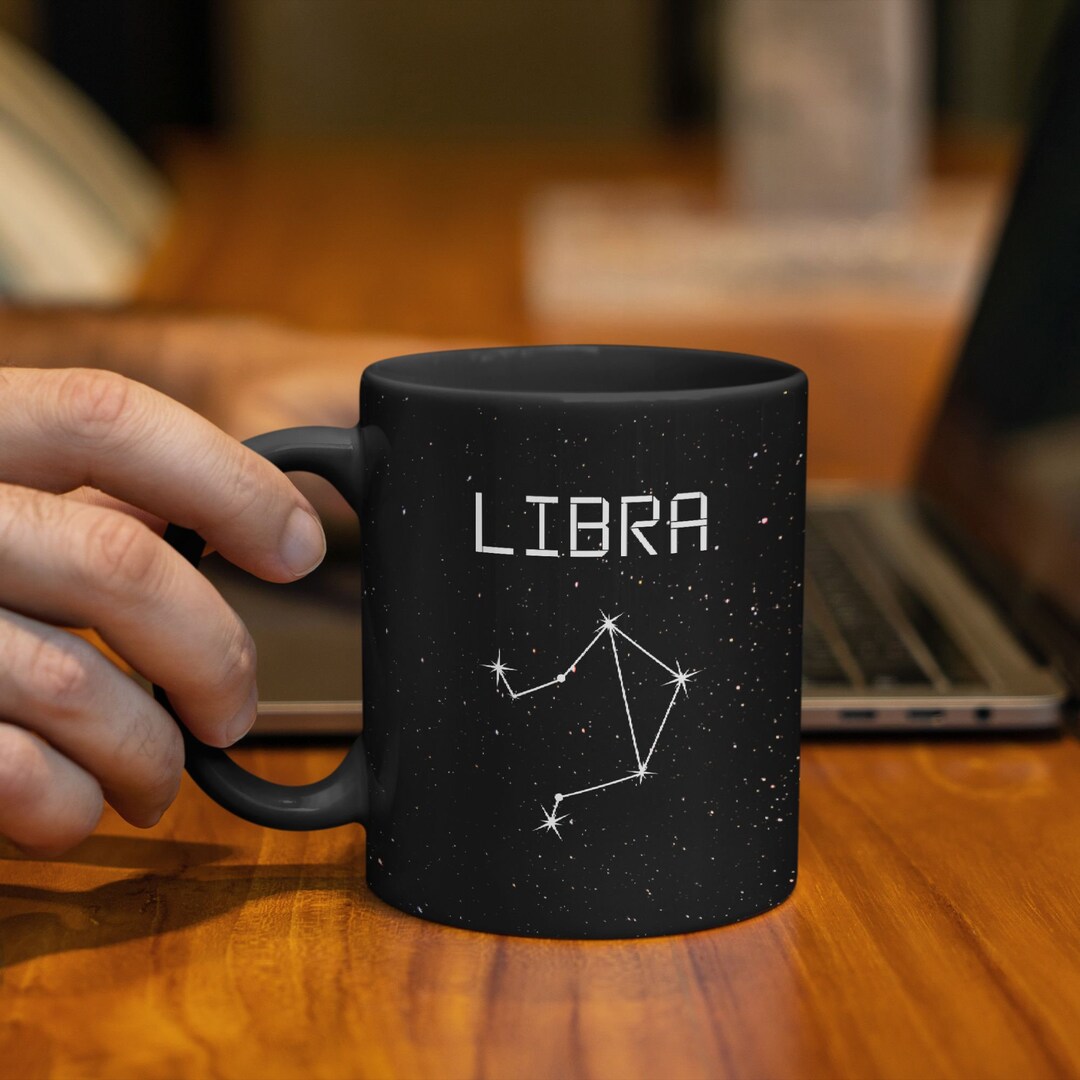 Libra Zodiac Black Ceramic 11 Oz Mug, Astrology Birthday Gift, Libra ...