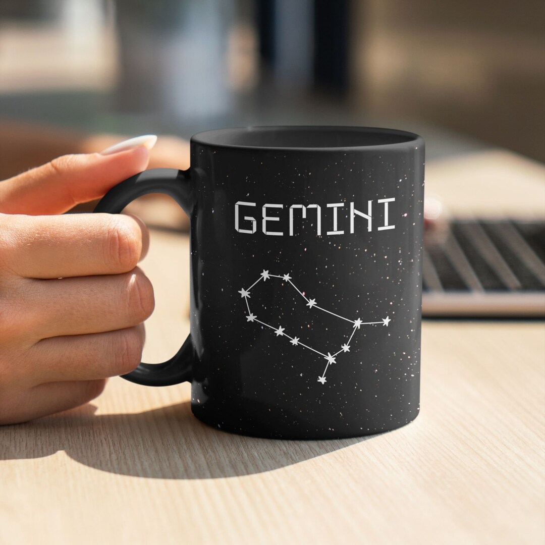 Gemini Zodiac Black Ceramic 11 Oz Mug, Astrology Birthday Gift, Gemini ...