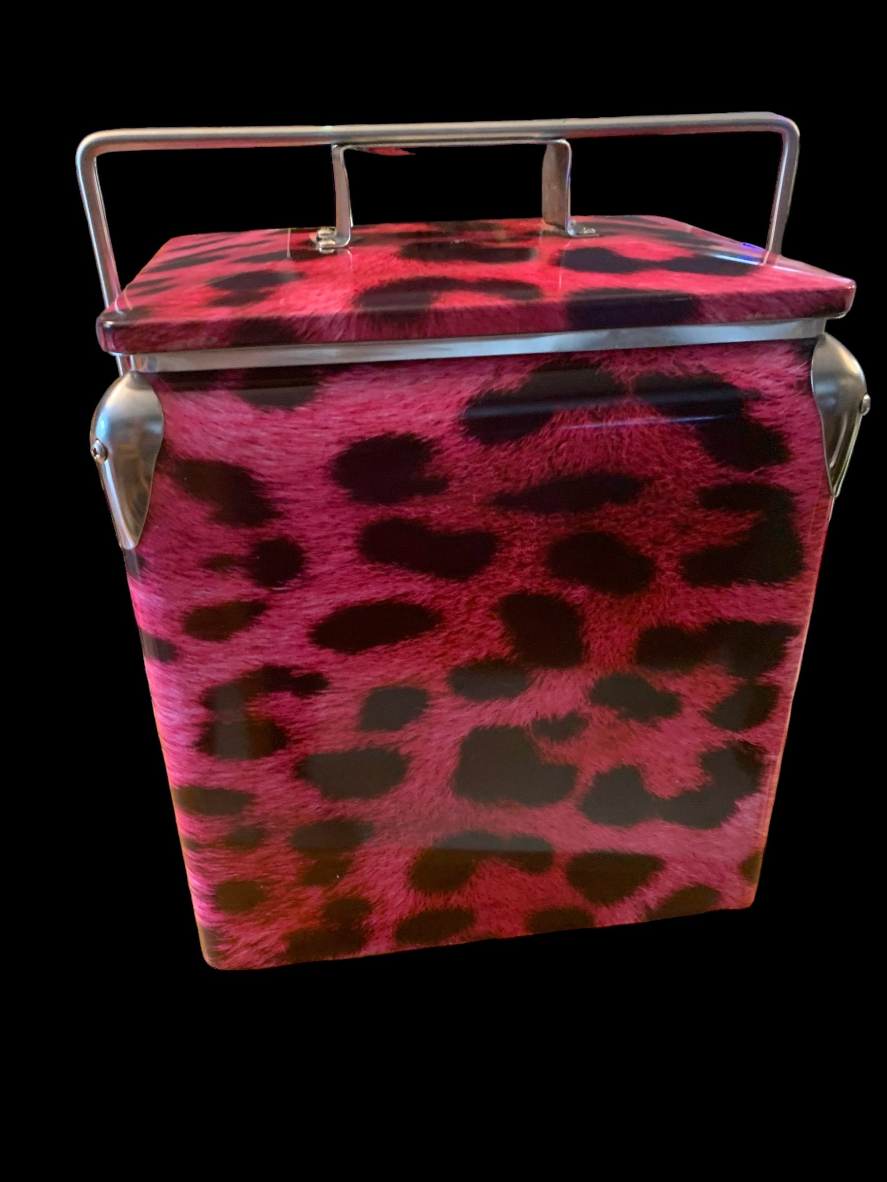 Sainty Pink Leopard Print Cooler - Etsy