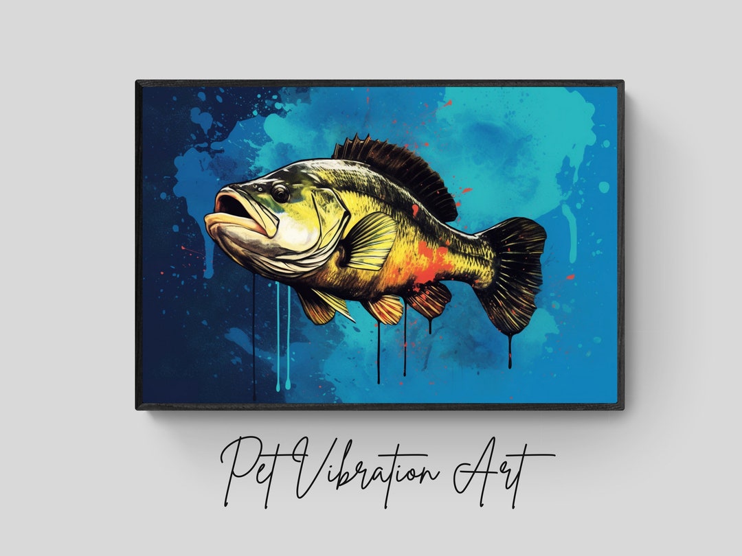 Largemouth Bass Fish Canvas Print Fisherman Wall Art for Fishing Decor ...