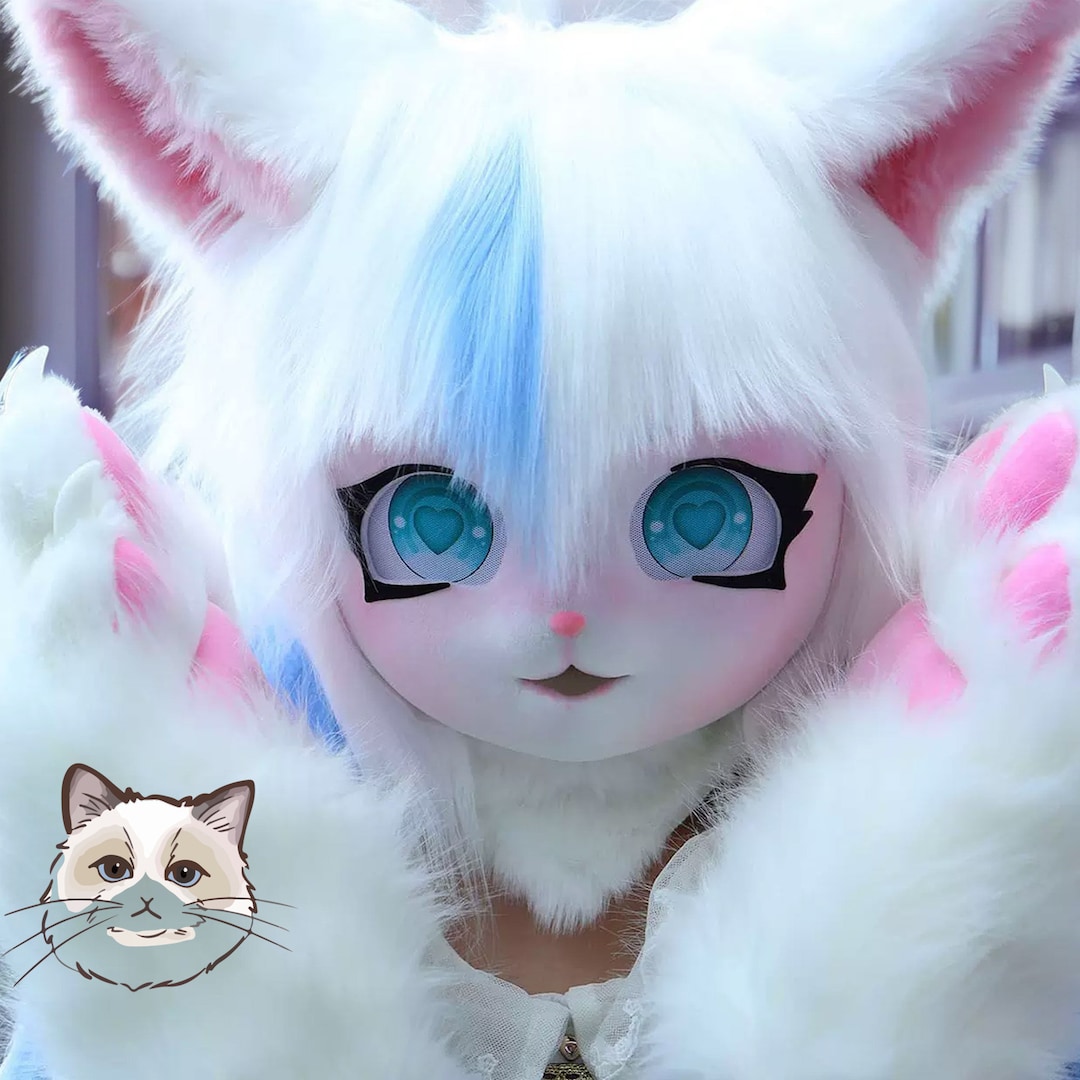 18 Color Hair Cute Cat Fursuit, Fantasy Fursuit, Fursuit Head Mask, Fur ...