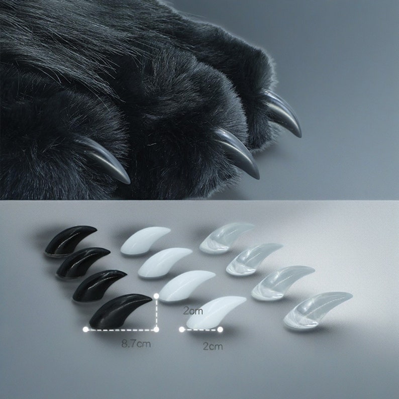 Set of 8 Fursuit Claws, Deluxe Plastic Claws for Fursuit Making 9 ...