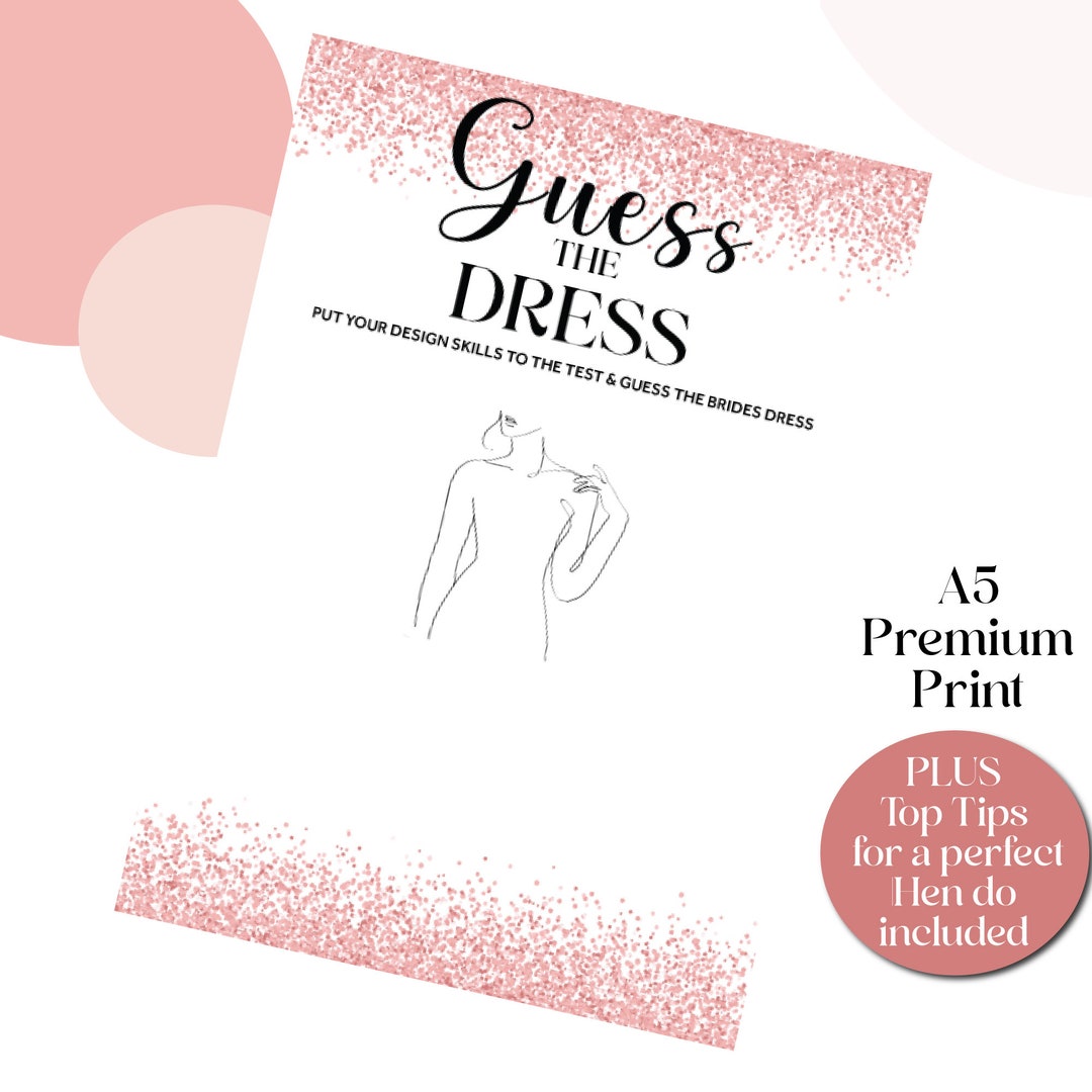 Guess the Dress Hen Party Game Design Sketch the Dress Pink ...