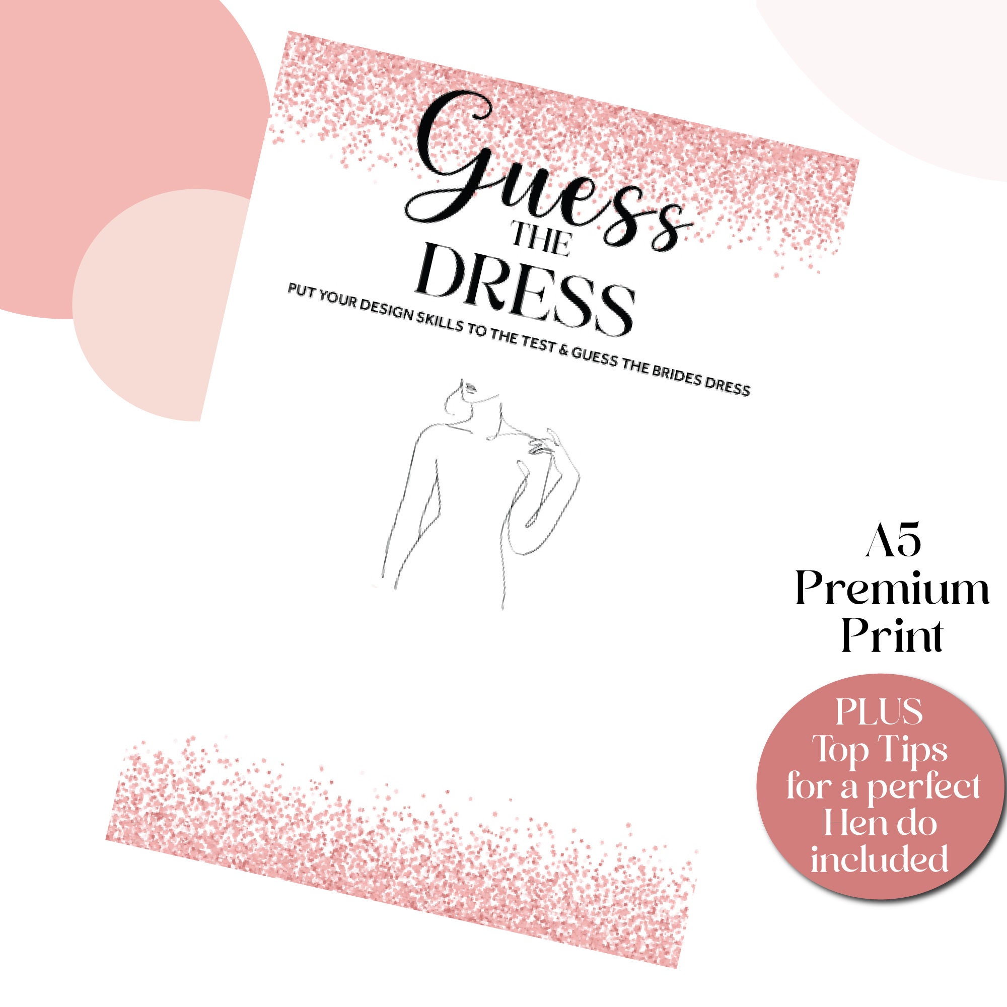 Guess the Dress Hen Party Game Design Sketch the Dress Pink ...
