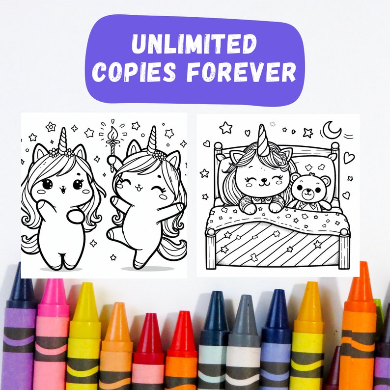 Unicorn Cat Coloring Pages for Kids, Kittycorn Coloring Book, Printable ...