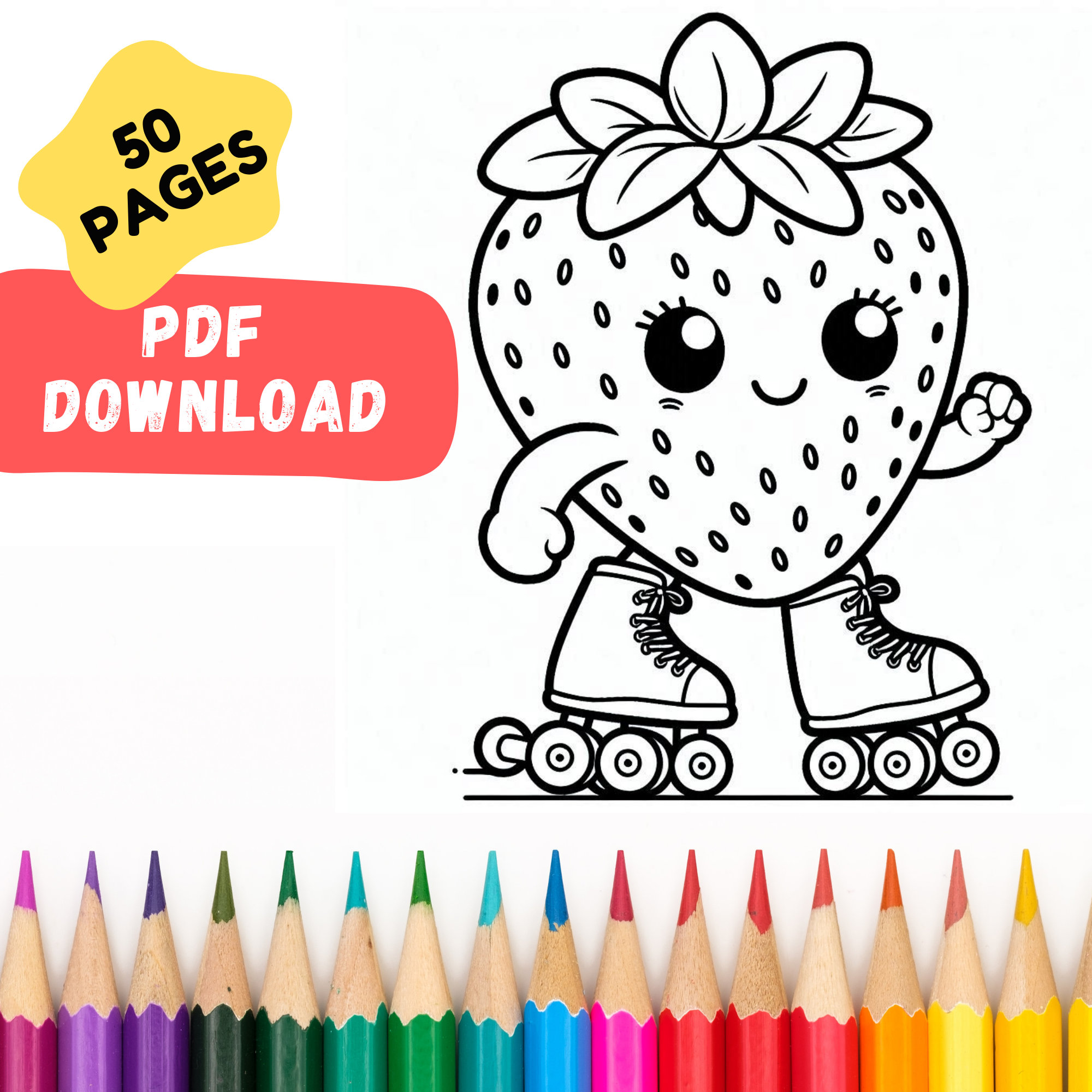 Strawberry Coloring Pages, Fruit Coloring Book, Girls Coloring, Kids ...