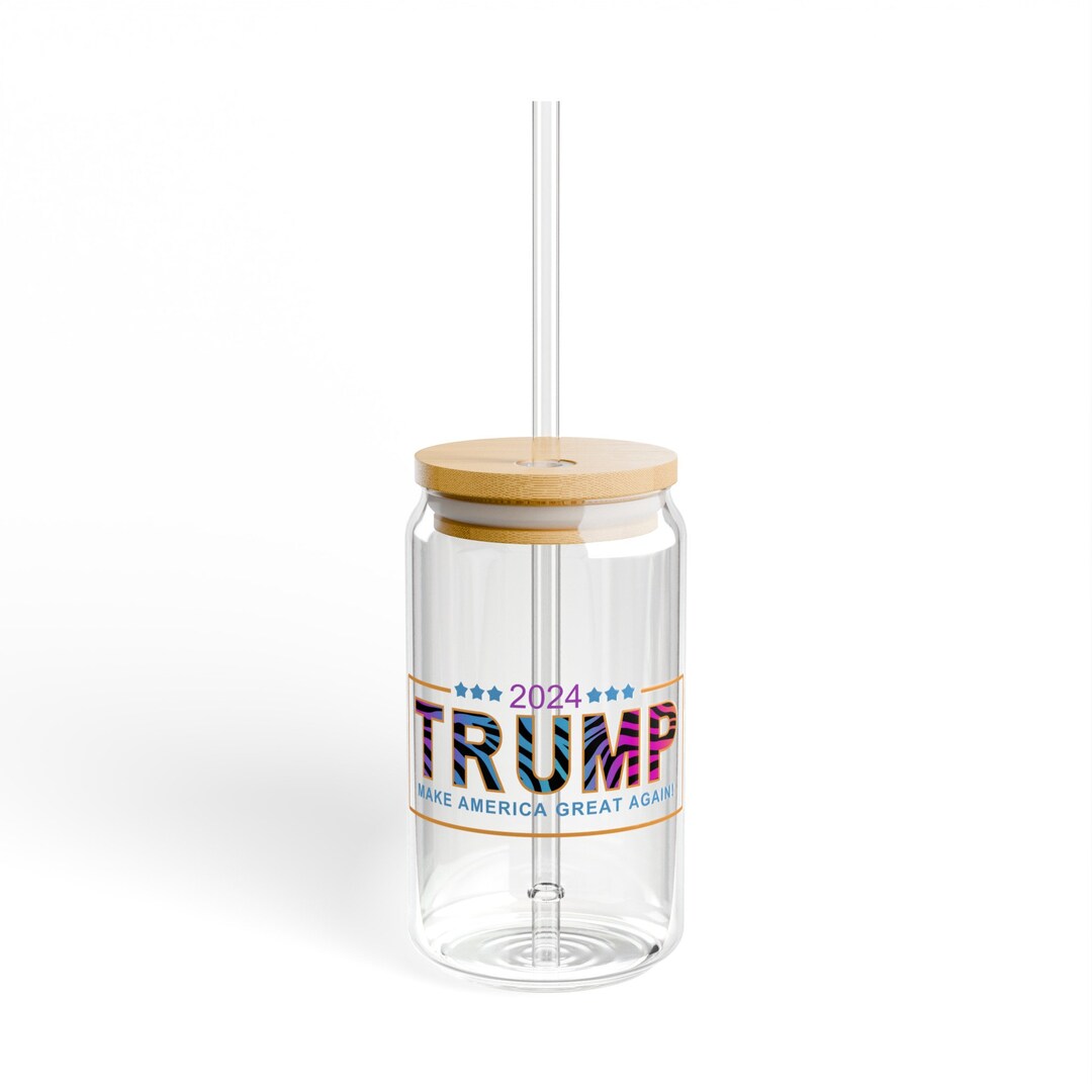 Neon Summer Sips With Trump in Style Rainbow Zebra Print Make America ...