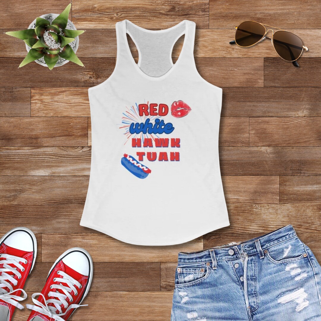 Red White Hawk Tuah This 4th of July With This Hilarious Racerback Tank ...