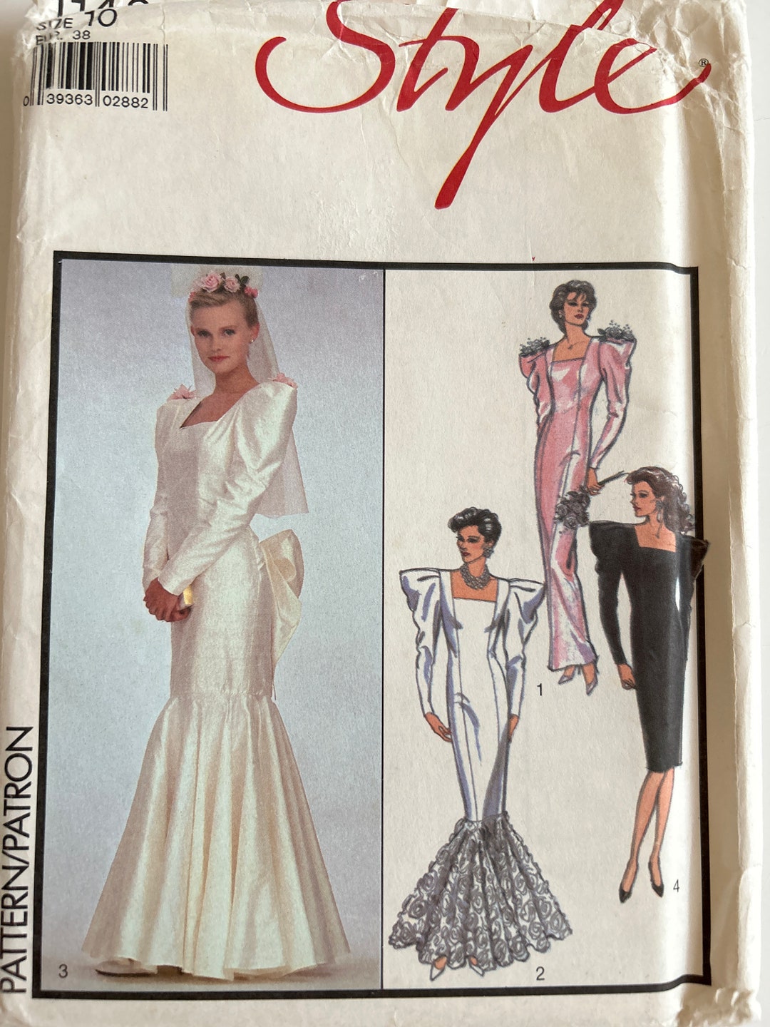 Vintage 1980s Wedding Dress Pattern: Mermaid or Knee Length, Size 10 ...