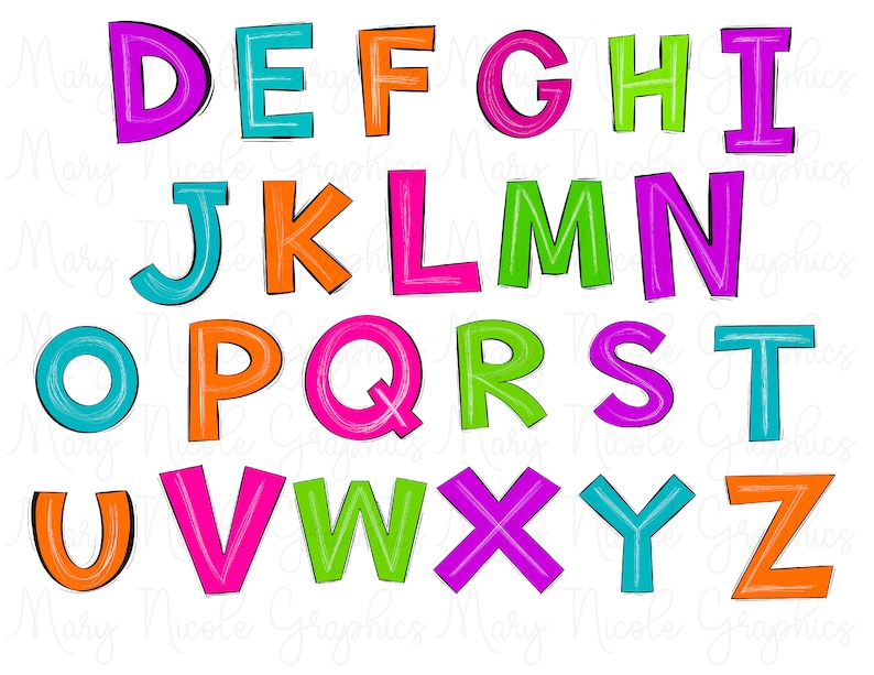 Scribble Letters, Doodle Alphabet, PNG Bundle, Doodle Sublimation ...