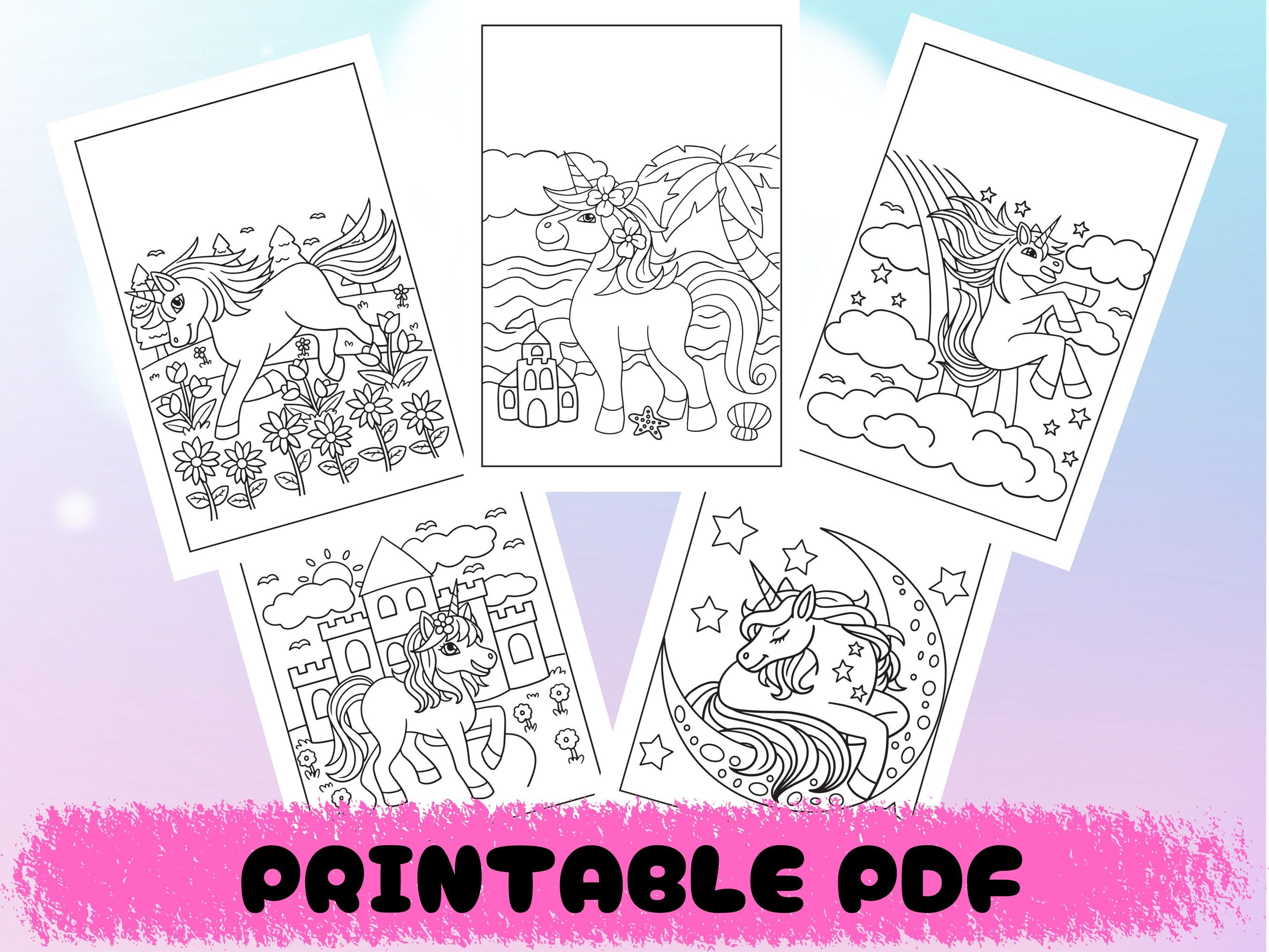 Cute Unicorn Coloring Pages for Kids, Unicorn Coloring Pages, Easy ...
