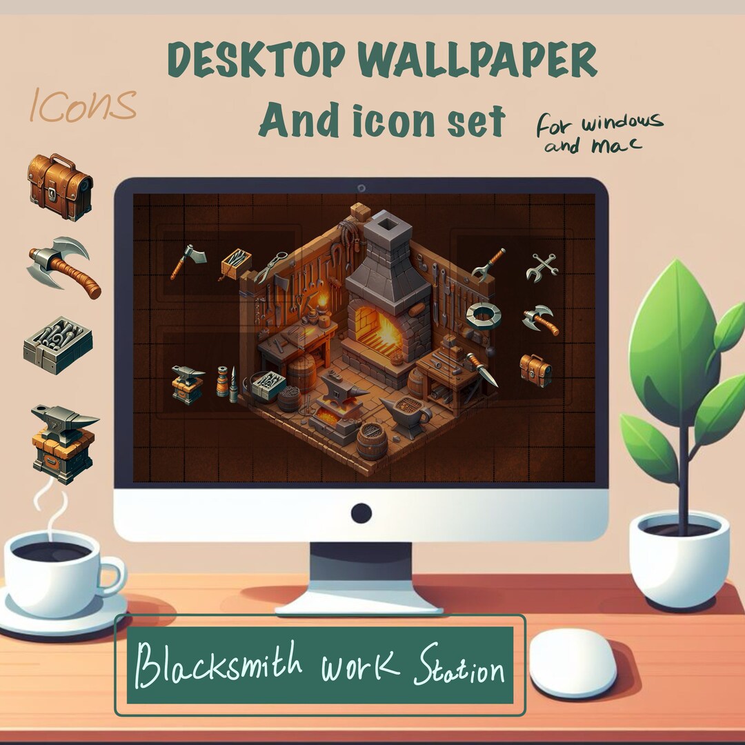 Blacksmith Work Station-desktop Wallpaper and Icon Set - Etsy