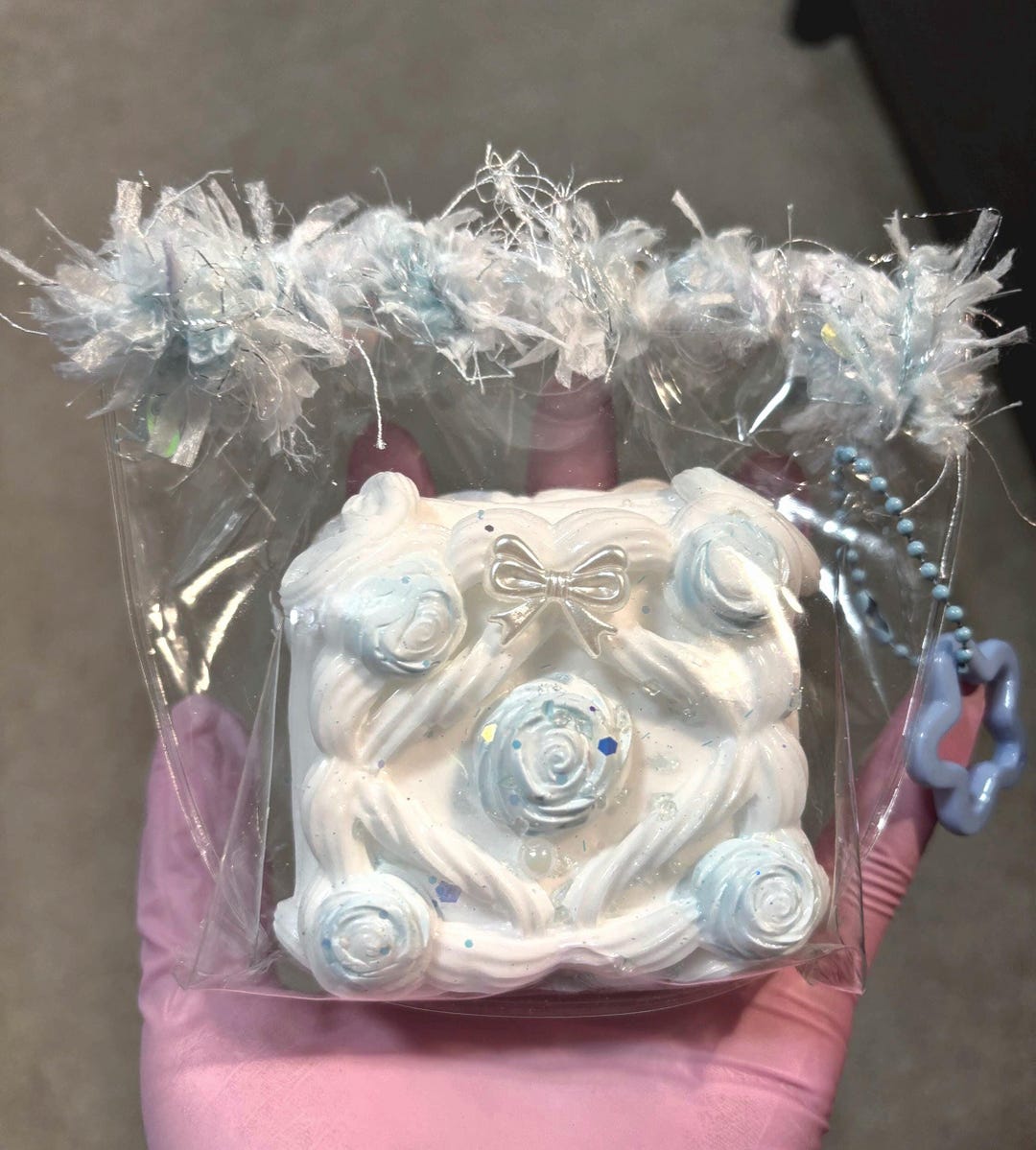 Handmade Rose and Lace Design Keychain Taba Squishy Taba Toy for Stress ...