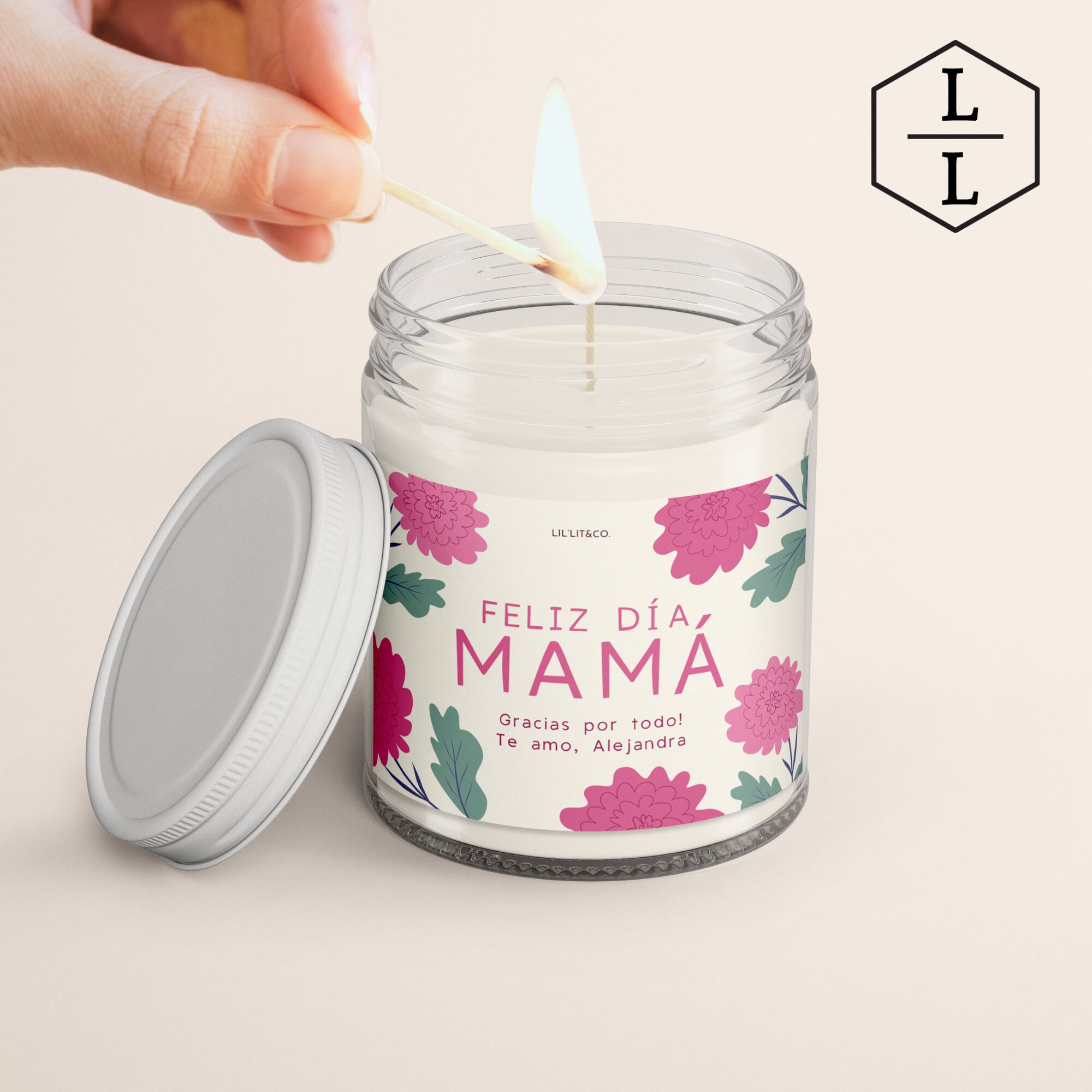 Feliz Dia Mama Candle, Custom Candle for Mom, Personalized Candle for ...