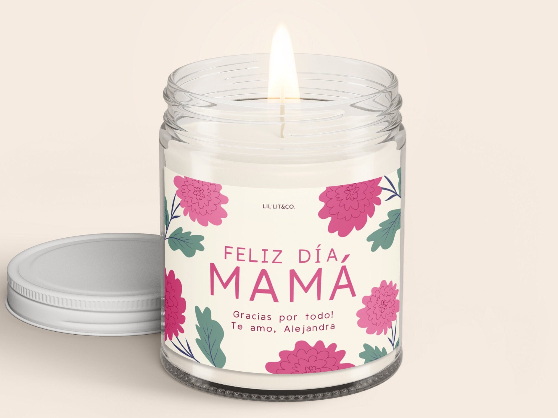 Feliz Dia Mama Candle, Custom Candle for Mom, Personalized Candle for ...