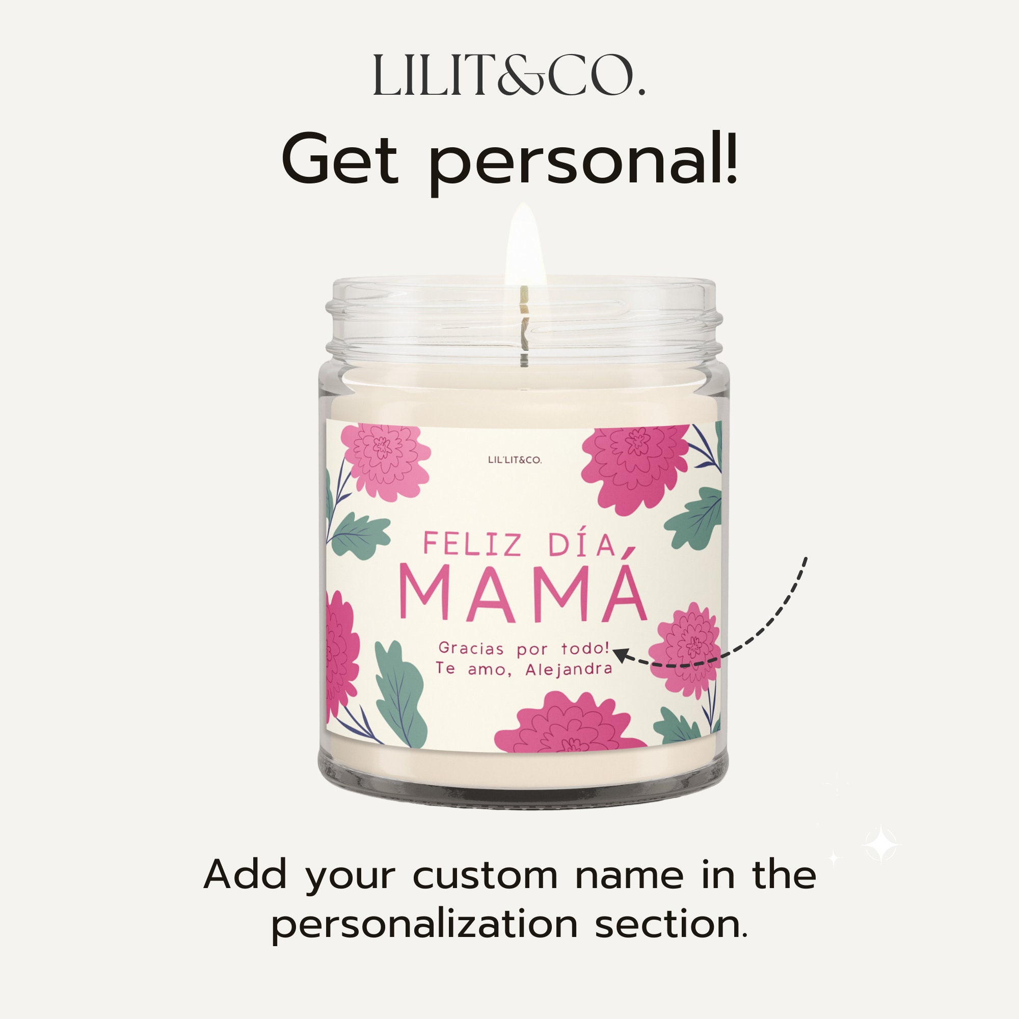 Feliz Dia Mama Candle, Custom Candle for Mom, Personalized Candle for ...