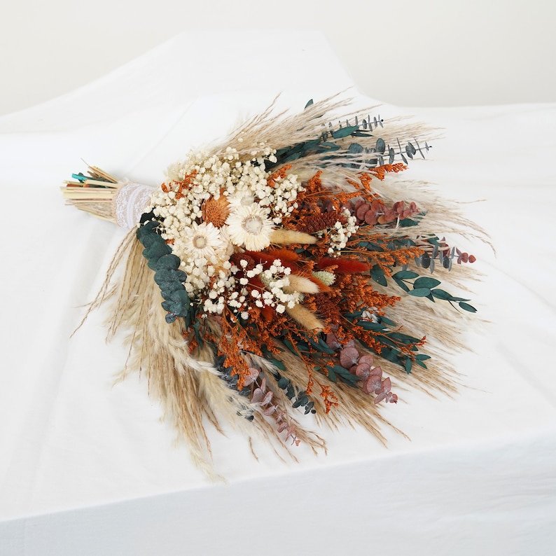 Baby's Breath + Pampas Flower+daisy Dried Flower Bridal Bouquet,dried ...