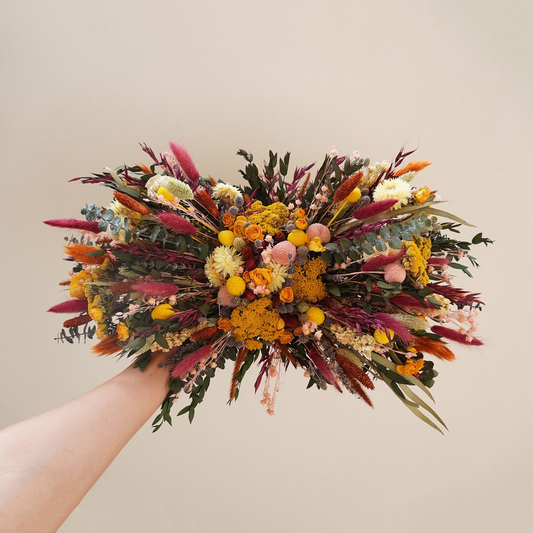 Natural Dried Flower Arch Arrangement,rustic Wedding Decor, Boho ...